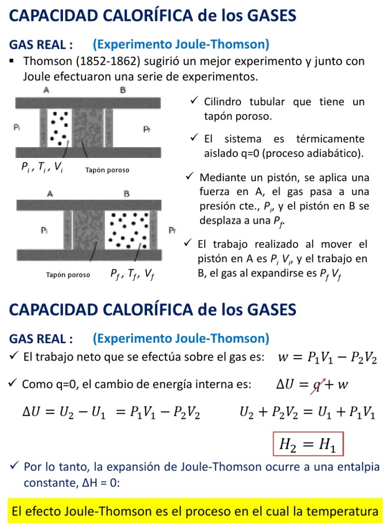 Efecto Joule Thompson | Gases | Capacidad calorífica