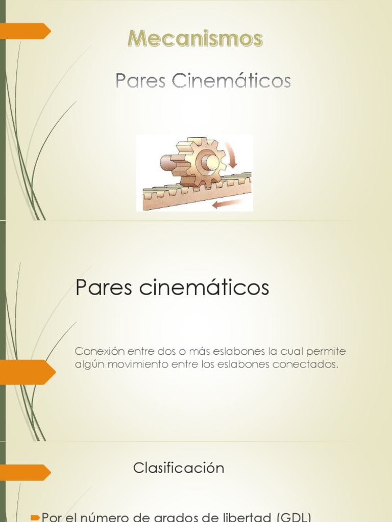 Clasificación de Pares Cinemáticos | PDF | Máquinas | Ingeniería mecánica