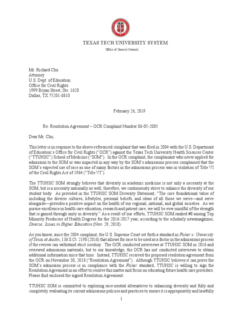 Resolution Agreement Letter | PDF | Supreme Court Of The United States ...