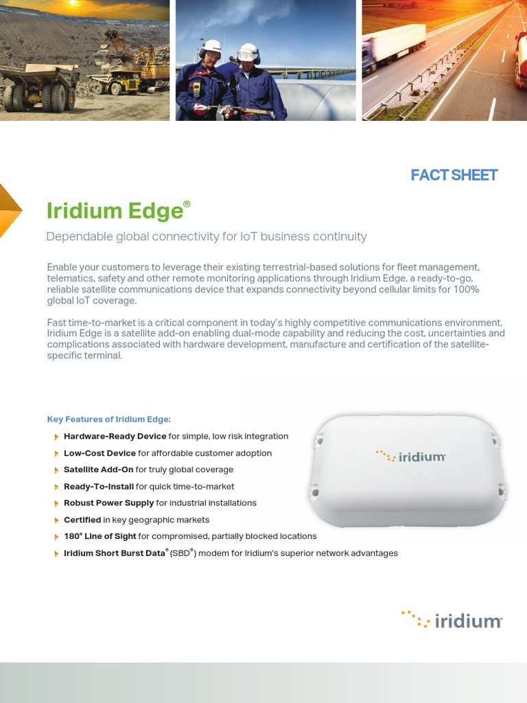 FS Iridium Edge Fact Sheet ENG FEB18 | PDF | Computer Network | Electronics