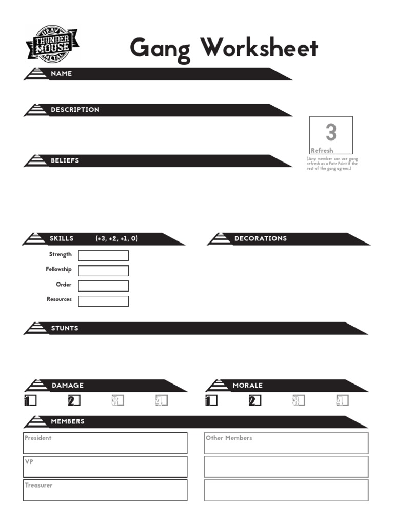 Gang Worksheet: Refresh | PDF | Leadership | Leisure