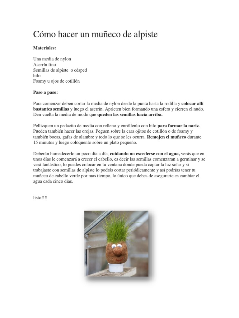 Cómo Hacer Un Muñeco de Alpiste | PDF