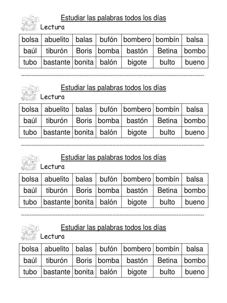 Dictados de palabras con b y d | PDF