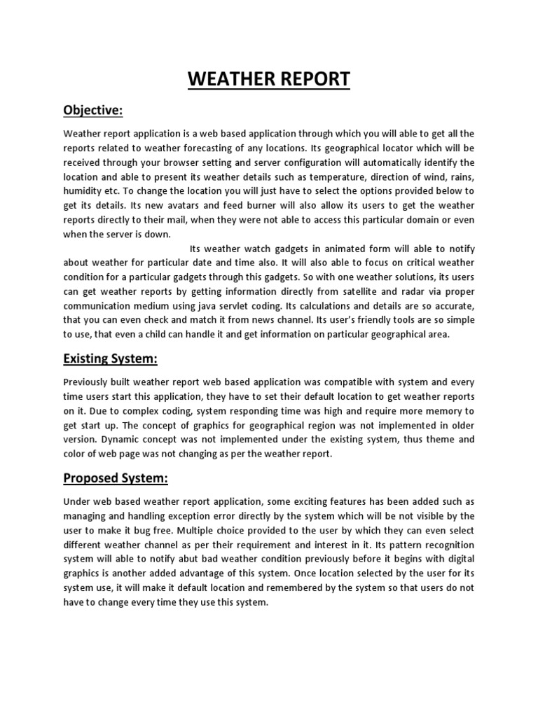 Weather Report Project Abstract | PDF | Weather Forecasting | Web ...