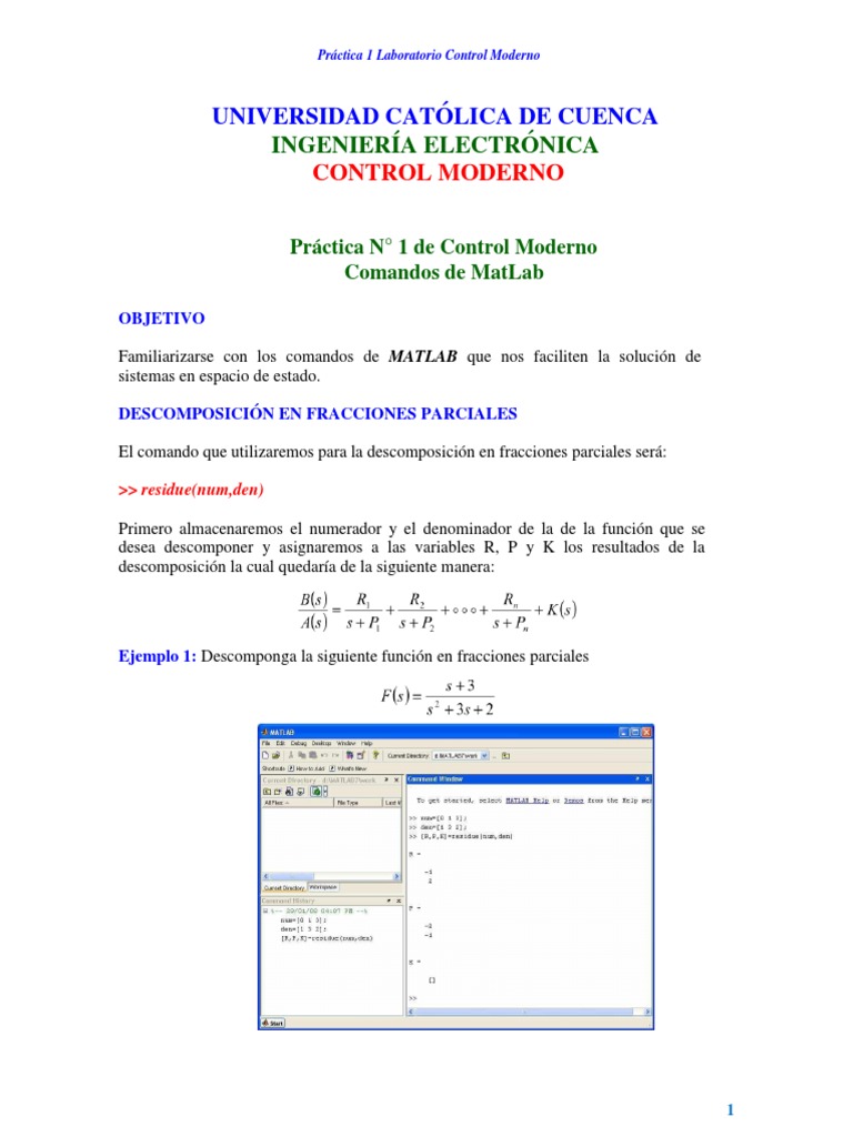 Practica 1 - Comandos Matlab | PDF | Función (Matemáticas) | Fracción ...
