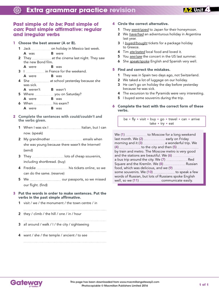 A2 UNIT 4 Extra Grammar Practice Revision | PDF | Linguistics | Grammar
