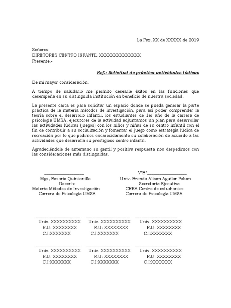 Carta Modelo para Solicitud de Actividad | PDF