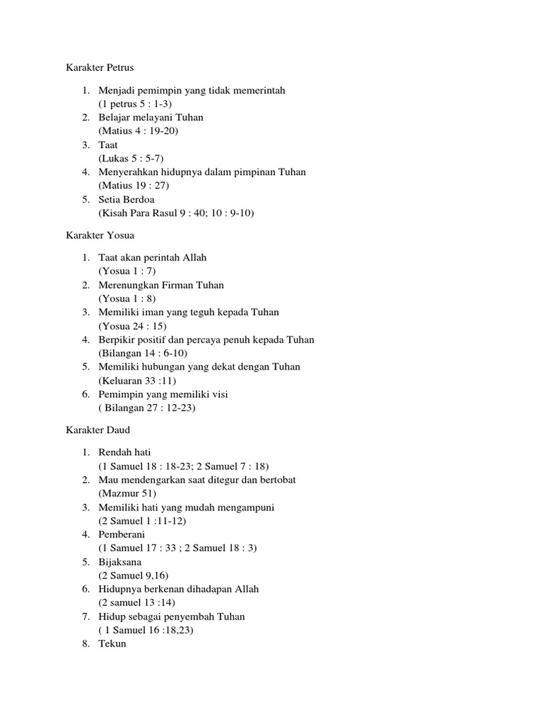 Karakter Tokoh Alkitab yang Setia | PDF