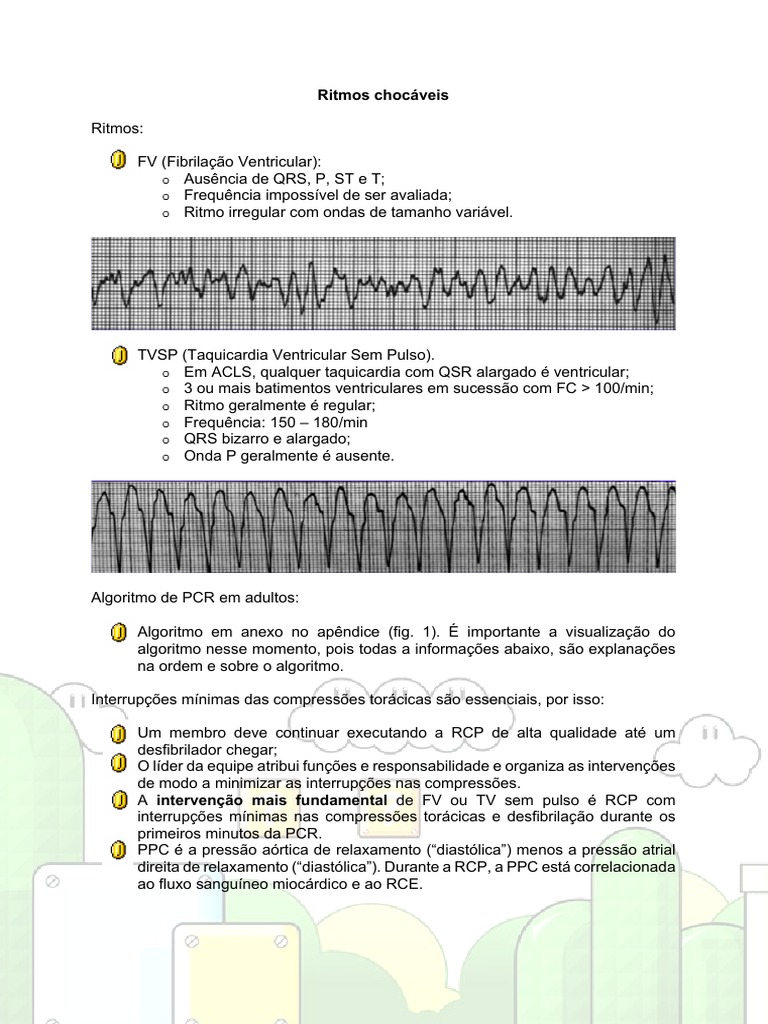 Ritmos Chocáveis | PDF | Reanimação cardiopulmonar | Sistema cardiovascular