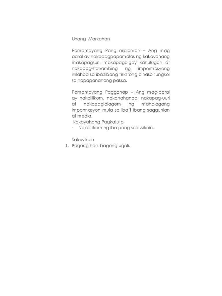 Salawikain Sample | PDF