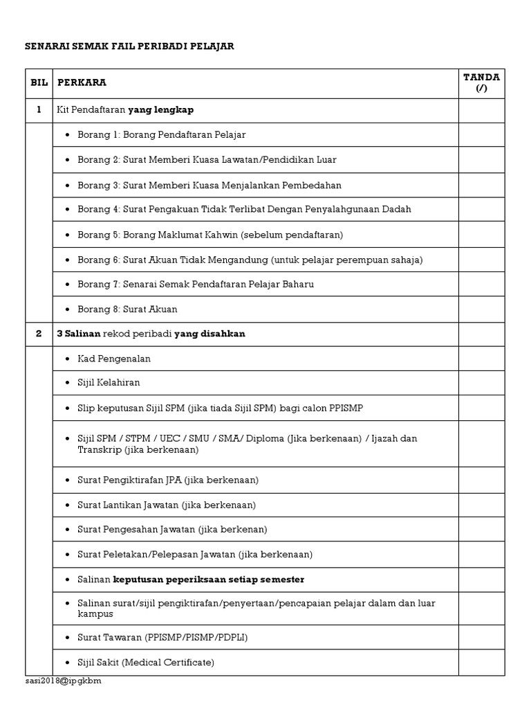 Contoh Surat Senarai Semak - MakaylaknoeRaymond