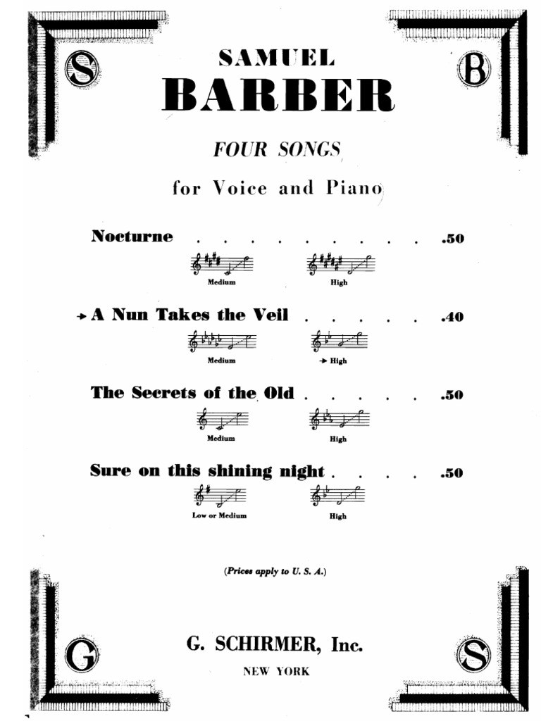 Barber - A Nun Takes A Veil Op 13 PDF | PDF