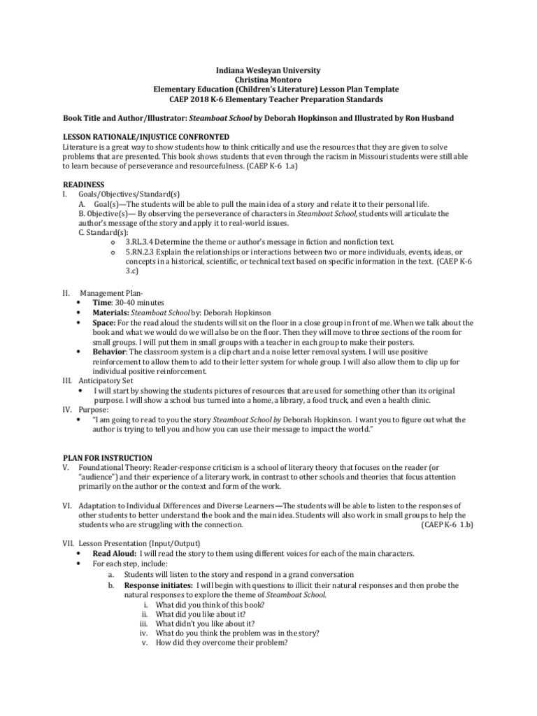 Childrens Literature Lesson Plan | PDF | Education Theory | Communication