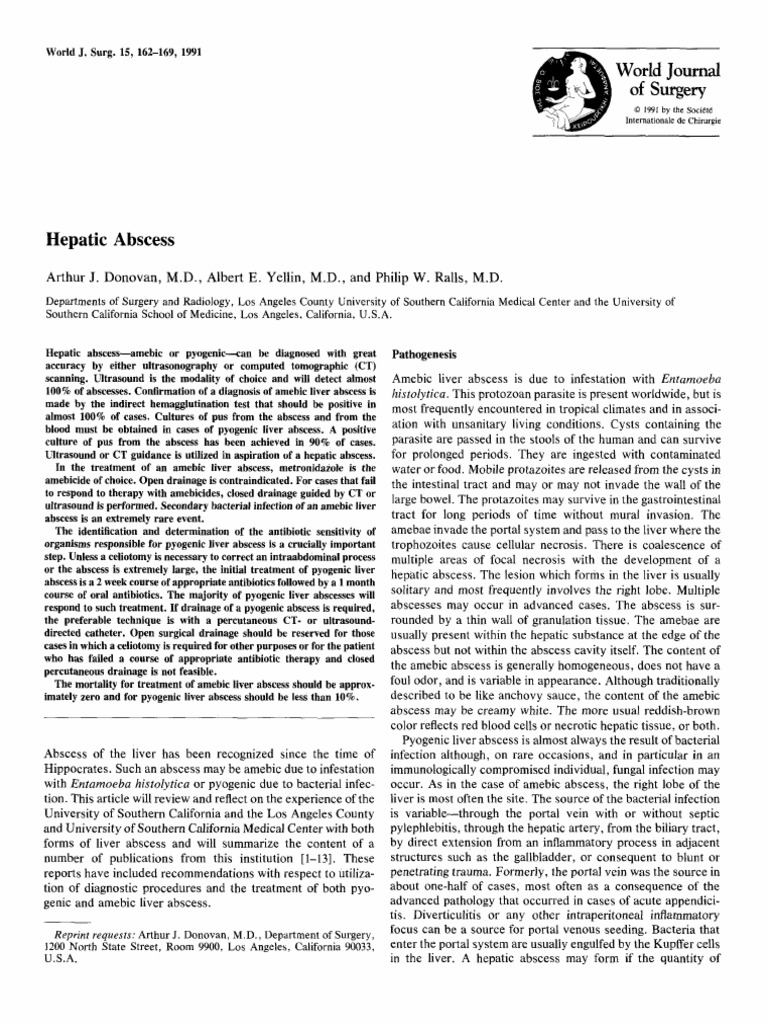World Journal of Surgery: Entamoeba Histolytica | Download Free PDF ...