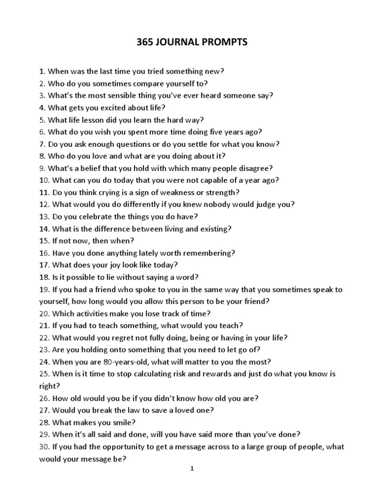 365 Journal Prompts | PDF | Love | Time