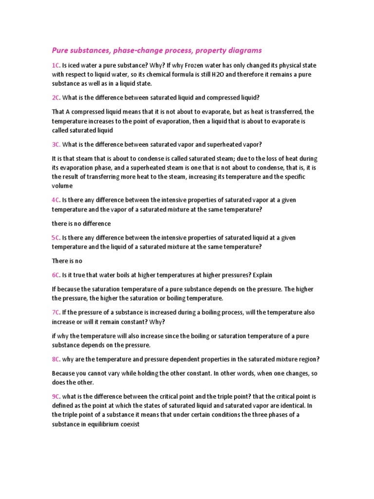 Pure Substances, Phase-Change Process, Property Diagrams | PDF ...