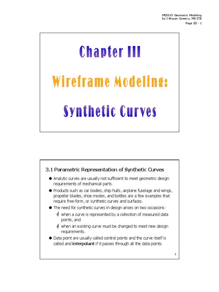 Chapter 3 Synthetic Curves | PDF | Spline (Mathematics) | Curve