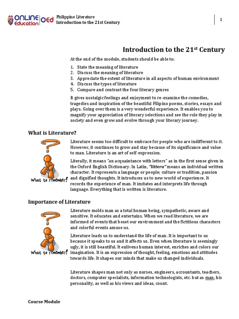 Lesson 1 - Introduction To 21st Century Literature | PDF | Poetry ...