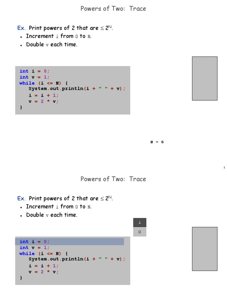 Print Powers of 2 That Are 2 - Increment From To - Double Each Time ...