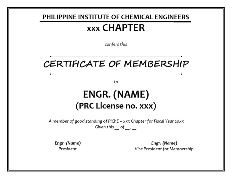 (PRC License No. XXX) : Philippine Institute of Chemical Engineers | PDF