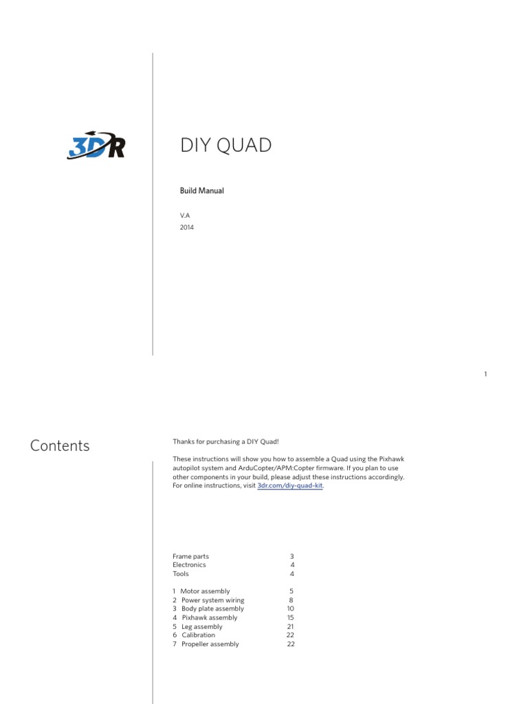 3DR DIY Quad Build Manual Va PDF | PDF | Screw | Nut (Hardware)