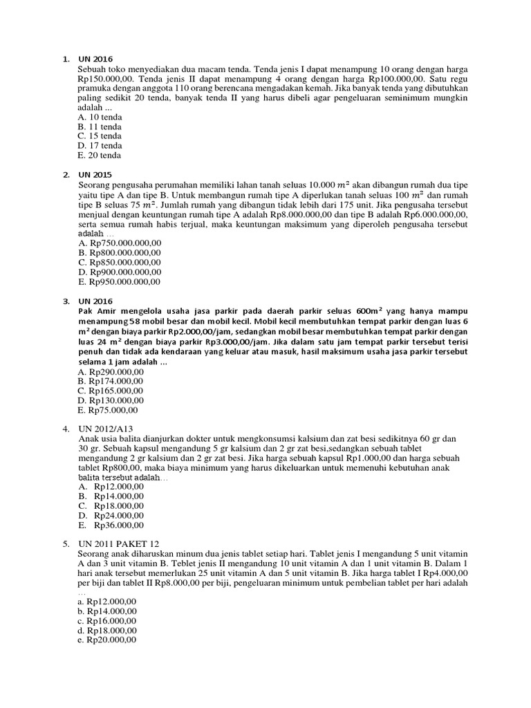 Soal Program Linear | PDF
