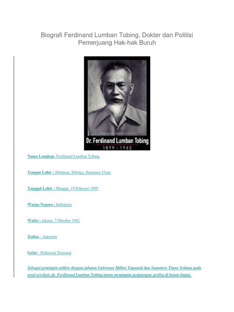 Biografi Ferdinand Lumban Tobing | PDF