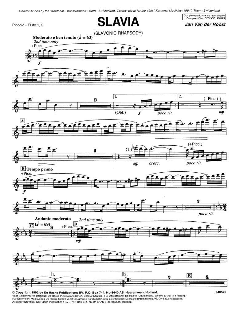 Slavia Piccolo - Flute 1,2 | PDF