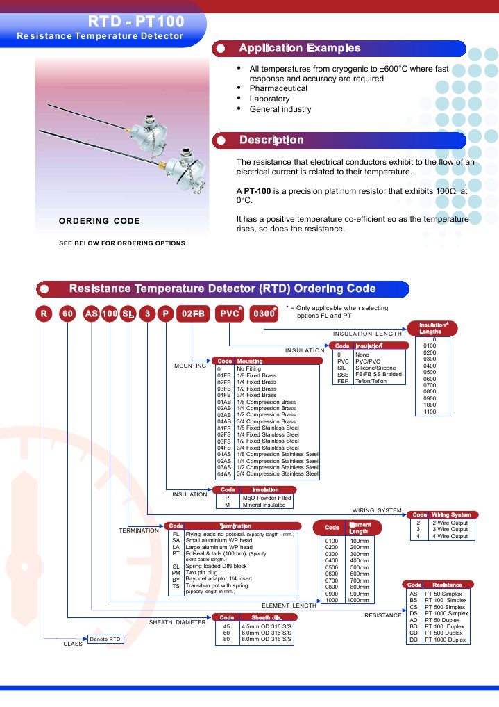 PT100 RTD Wiring and Specifications | PDF | Electrical Resistance And ...
