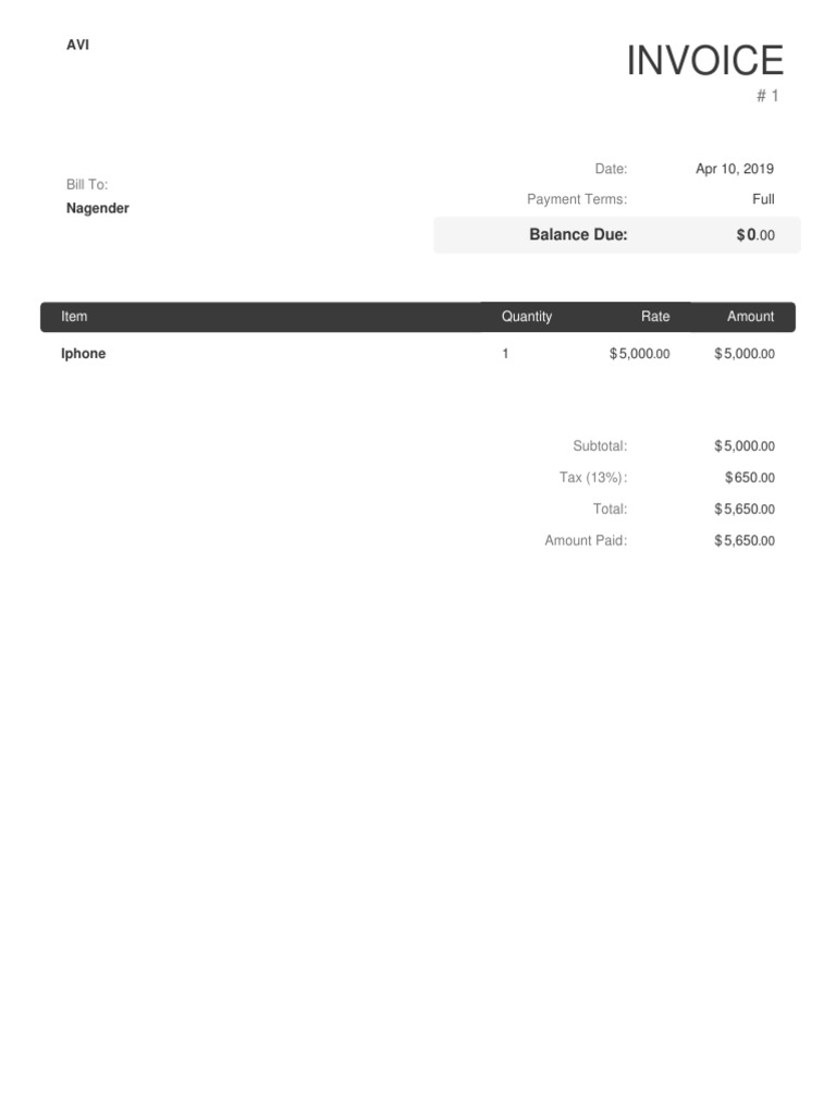 Invoice # 1 PDF | PDF