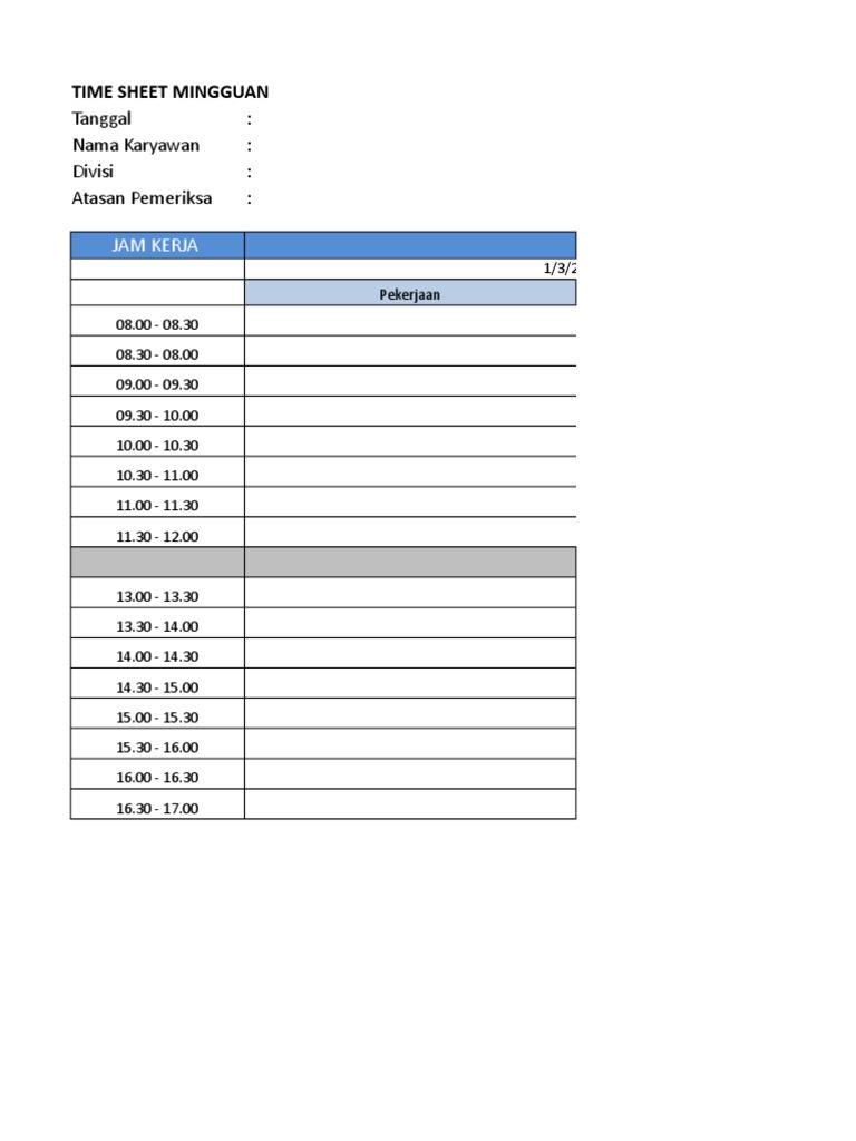 Mingguan Time Sheet Template | PDF | Career & Growth