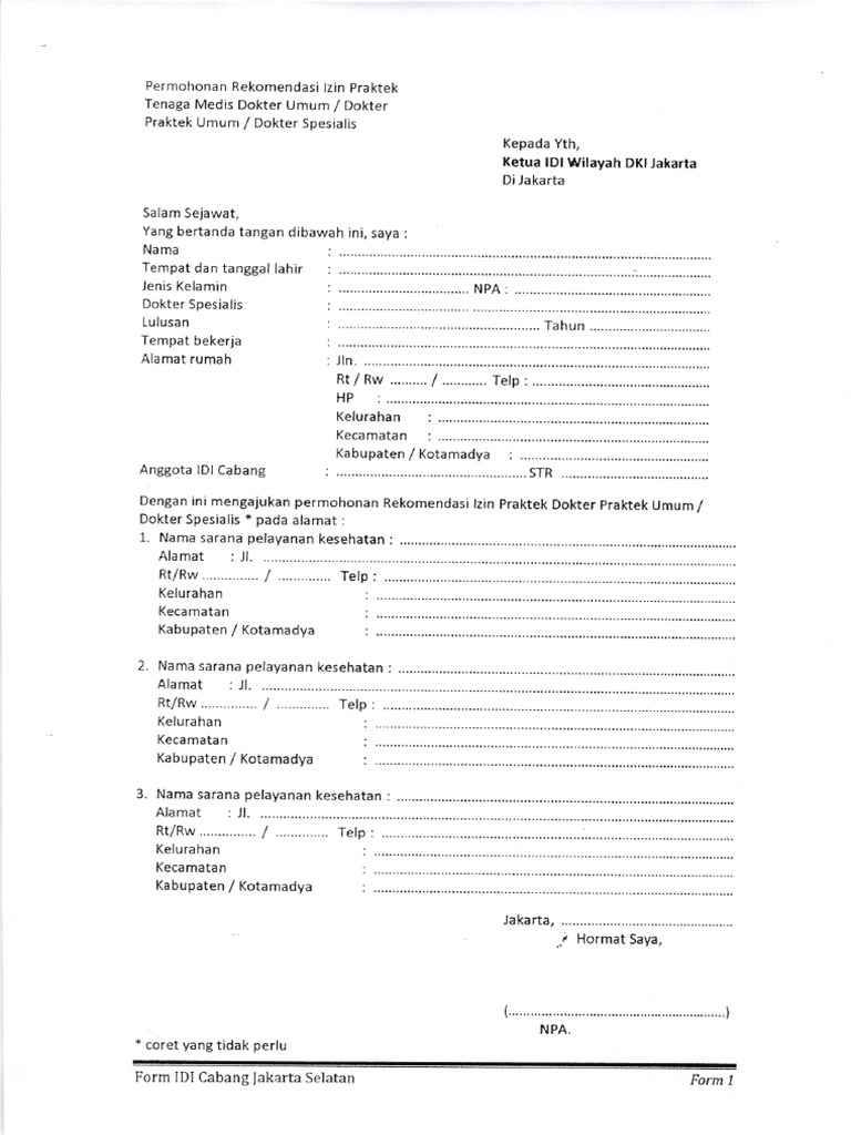 Form Idi Jaksel | PDF