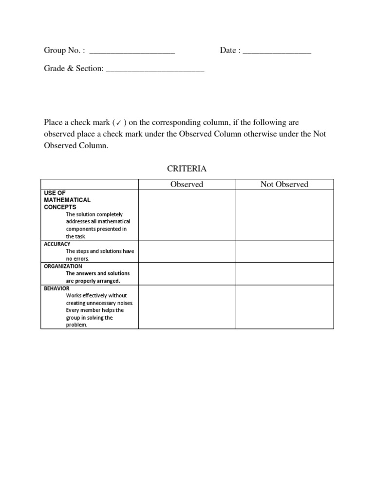 Group Checklist | PDF