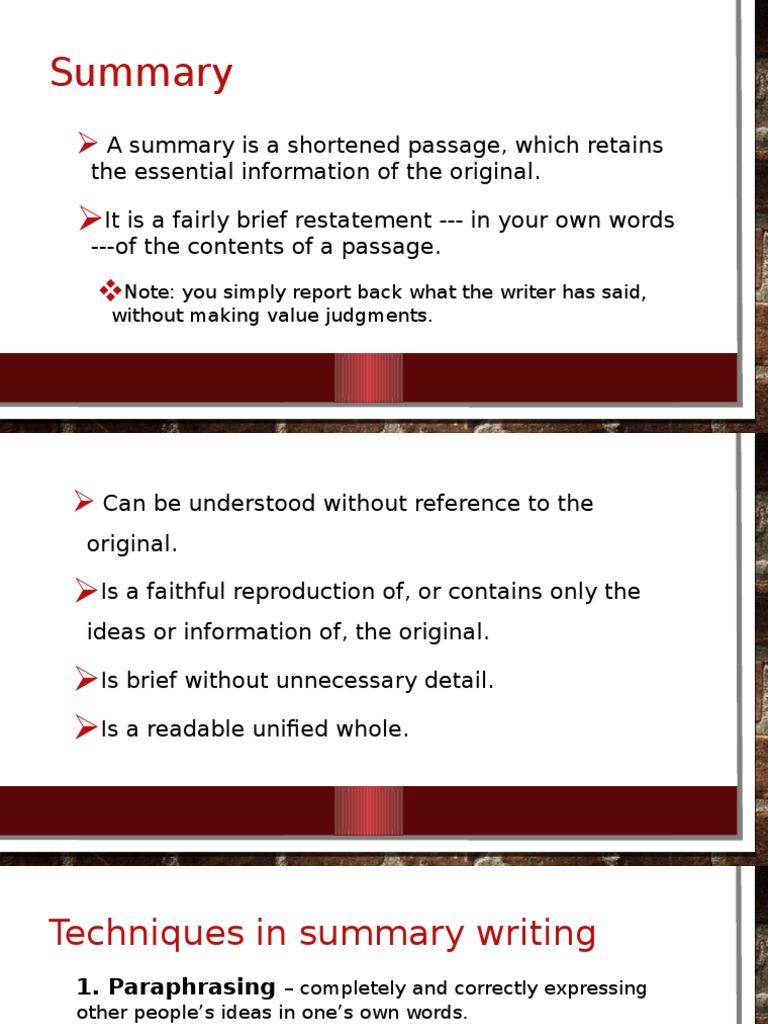 Techniques in Summarizing | Download Free PDF | Sentence (Linguistics ...