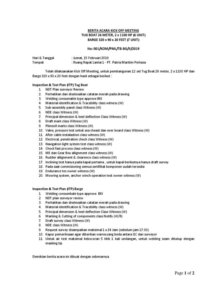 Berita Acara Kick Off Meeting | PDF