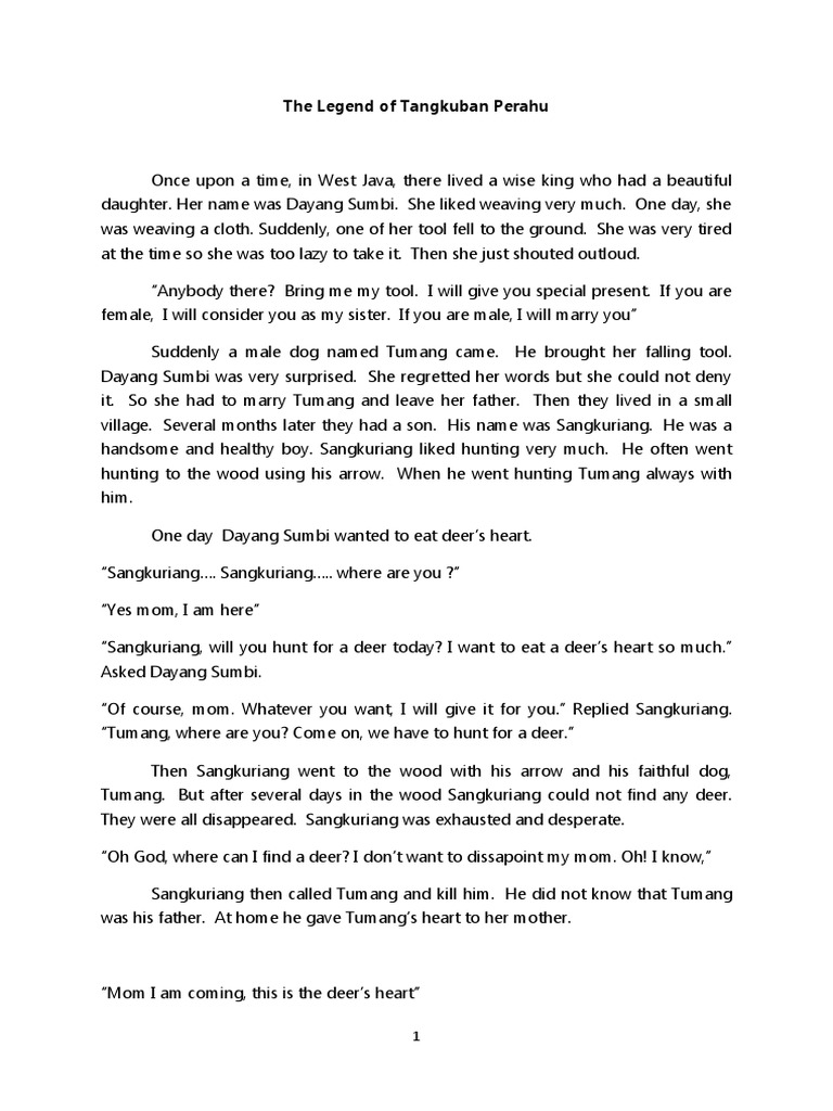 The Legend of Tangkuban Perahu | PDF