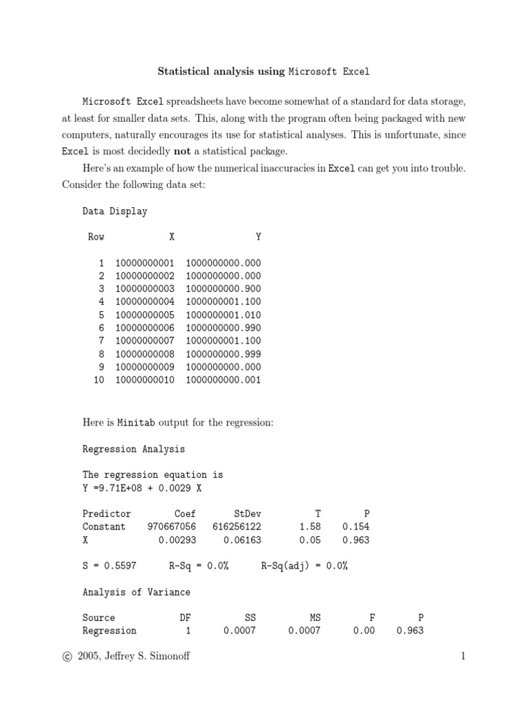 Statistical Analysis Using Microsoft Excel | PDF | Errors And Residuals ...