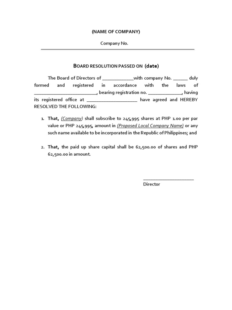Board Resolution Format | PDF