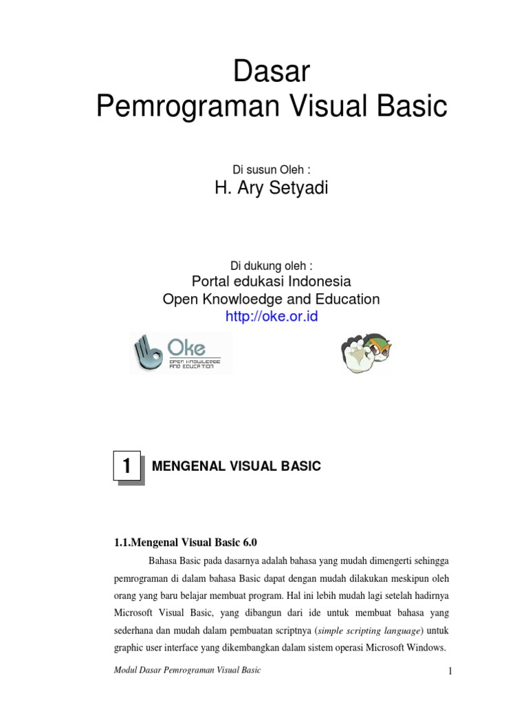 Modul Dasar Pemrograman Visual Basic Das PDF | PDF