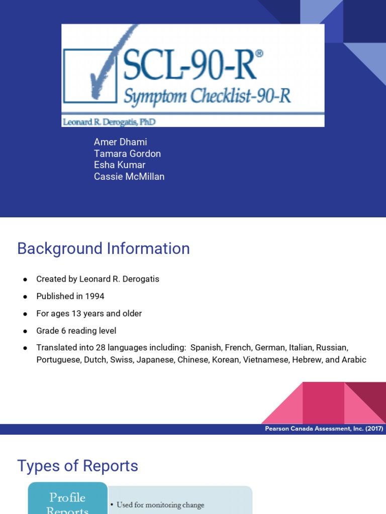 scl-90-r Presentation | PDF | Psychological Evaluation | Mental Disorder