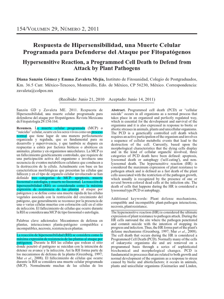 Respuesta de Hipersensibilidad A Una Muerte Celular Programada | PDF | Caspasa | Apoptosis