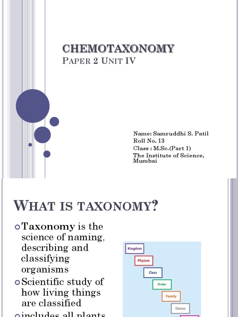 Chemotaxonomy 13 Dec | Taxonomy (Biology) | Macromolecules