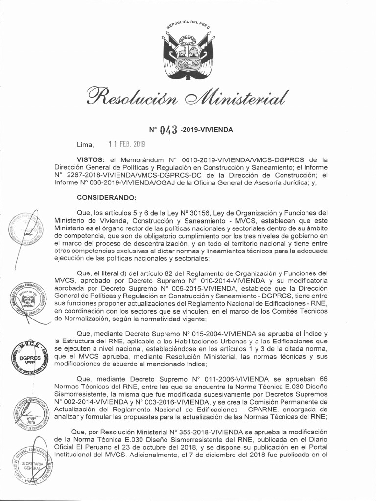 Norma e 030 PDF | PDF | Temblores | Regulación