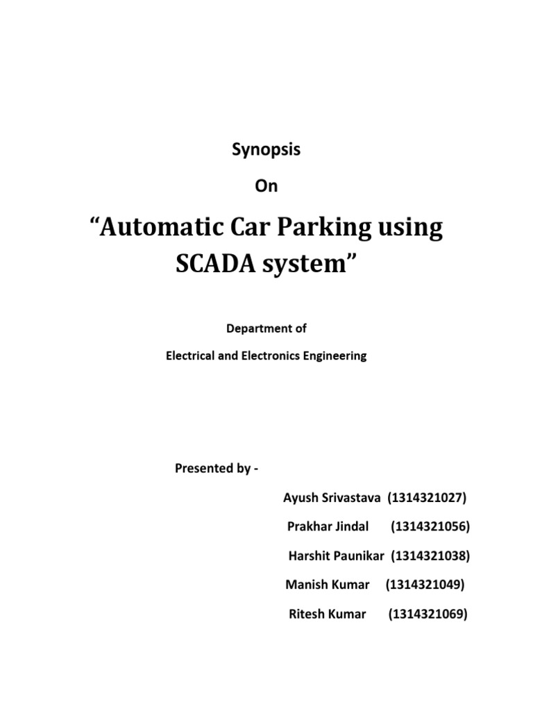 Synopsis On Car Parking Using SCADA | PDF | Programmable Logic Controller | Scada