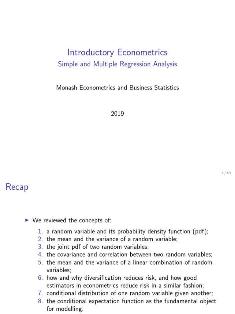 Lec3 2019 PDF | PDF | Ordinary Least Squares | Regression Analysis