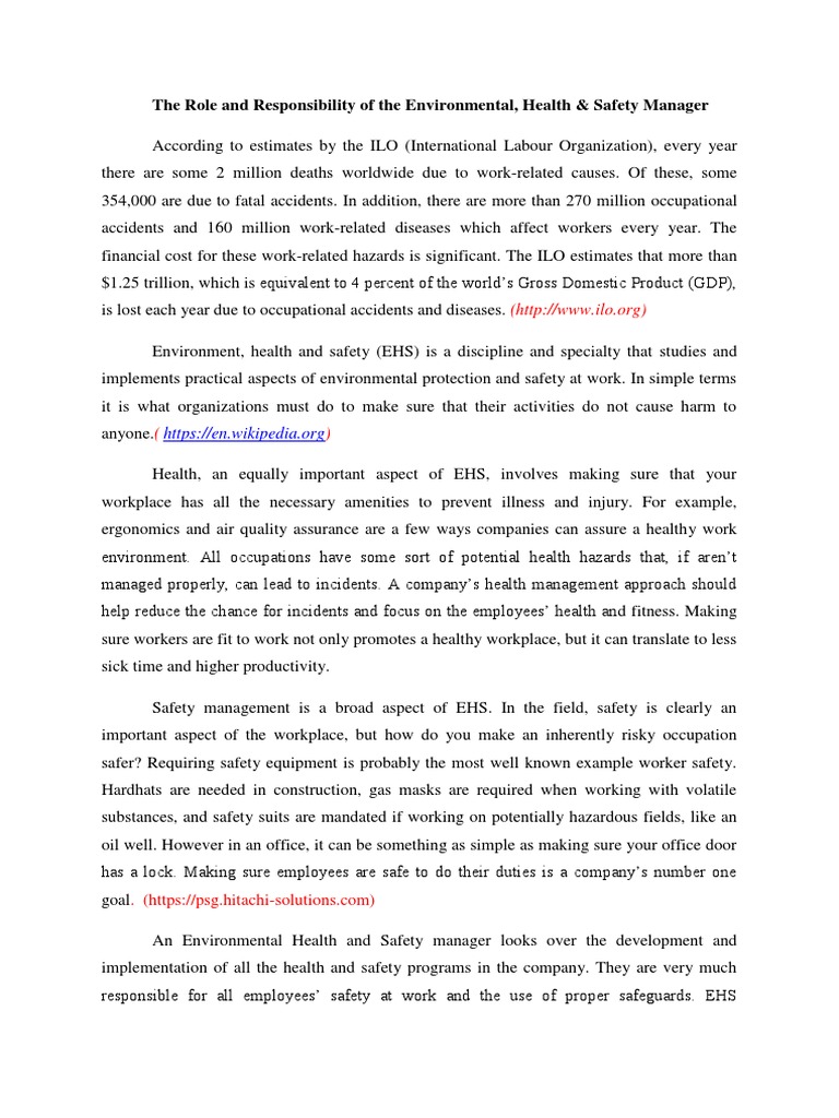 The Role and Responsibility of The Environmental Manager | PDF ...