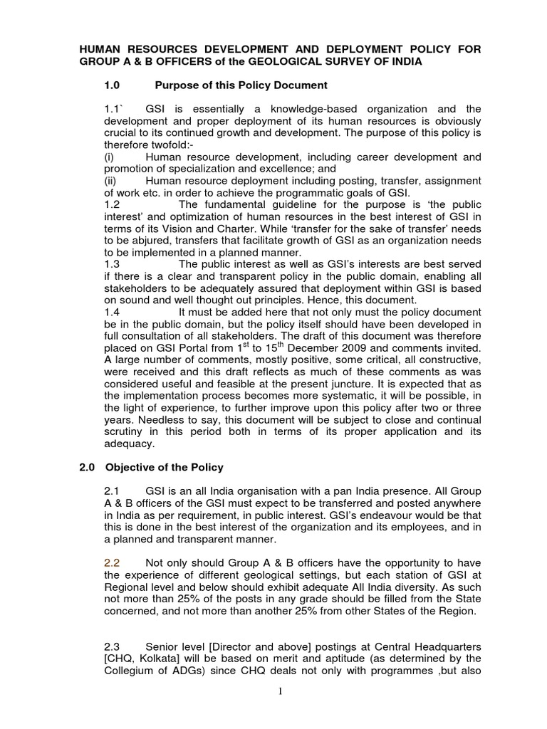 Revised Draft Gsi Transfer Policy 231209 | PDF | Earth Sciences