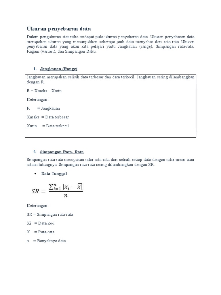 Ukuran Penyebaran Data | PDF