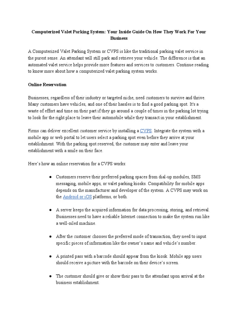 Computerized Valet Parking System - Your Inside Guide On How They Work ...