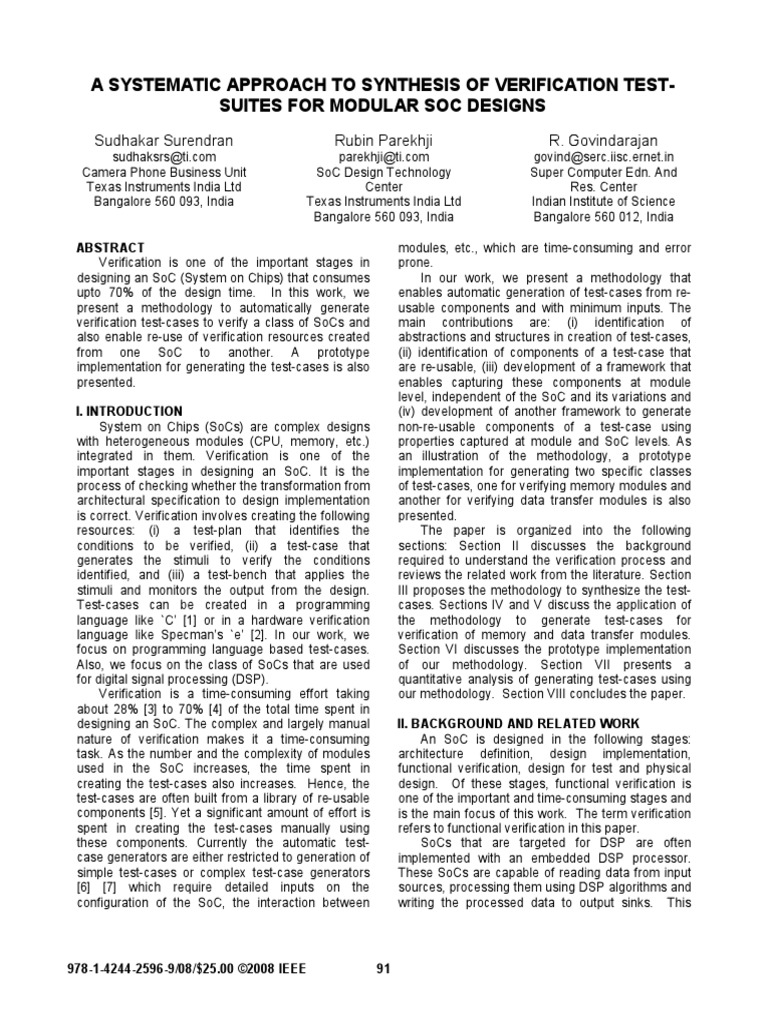 A Systematic Approach To Synthesis Of Verification Test Suites For Modular Soc Designs Pdf